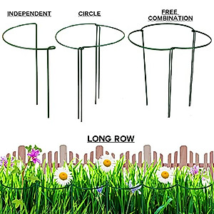 LEOBRO 4 Pack Plant Support Stake, Metal Garden Plant Stakes, Peony Support, Tomato Cage, Half Round Plant Support Ring Cage, Plant Support for Tomato, Rose, Vine, Indoor Plants (9.8" W x 15.7" H)