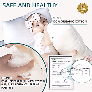 LOFE Organic Kids Pillow with Pillowcase - 16x22 Youth Pillow, 100% Organic Cotton Shell, Adjustable Loft, Machine Washable, Soft & Hypoallergenic, Breathable Large Size Toddler Pillow