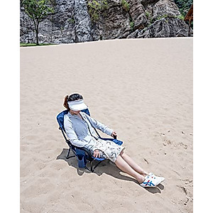 iClimb Low Wide Beach Camping Folding Chair with Side Pocket and Carry Bag (1, Navy)