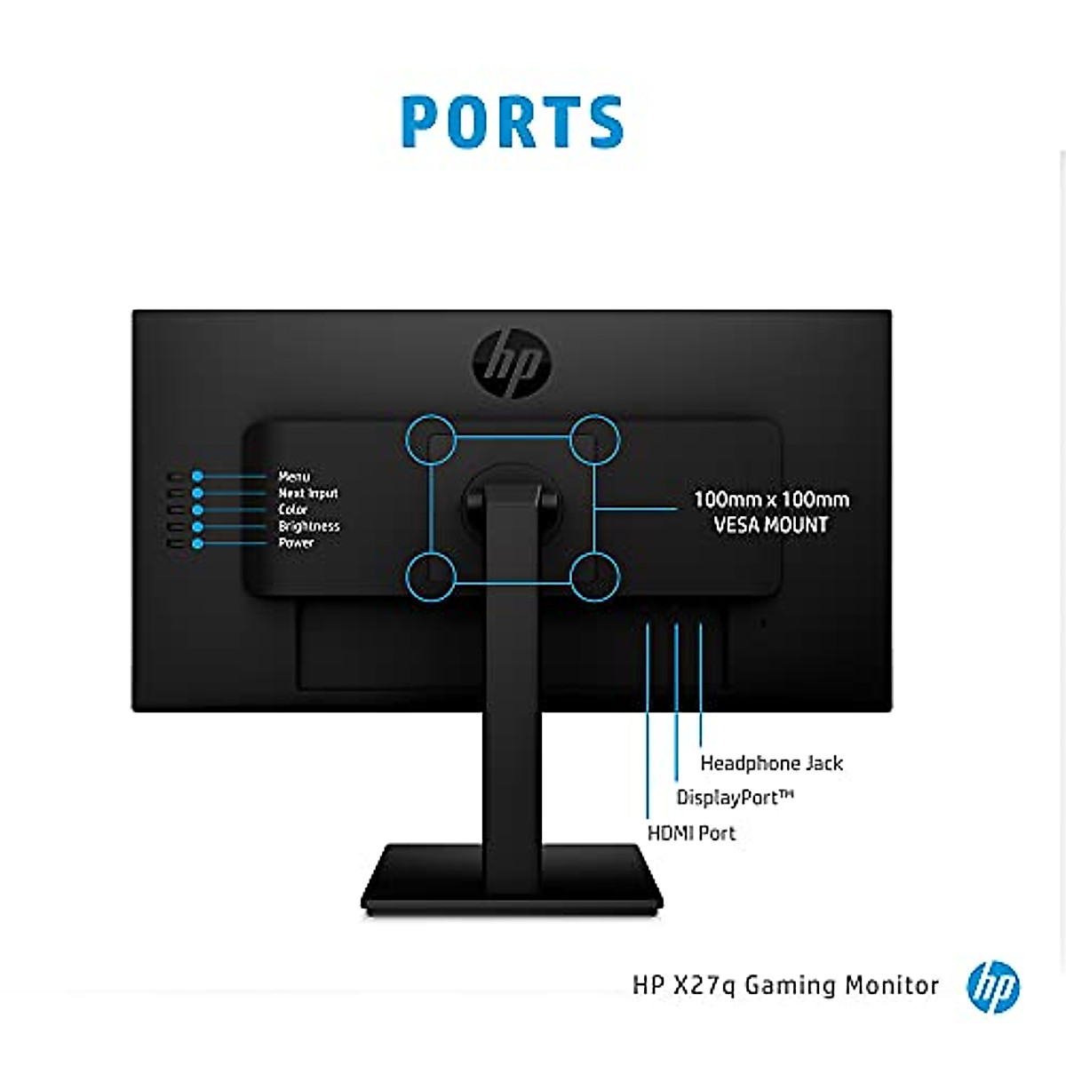HP 27-inch QHD Gaming with Tilt/Height Adjustment with AMD FreeSync Premium Technology (X27q, 2021 model)