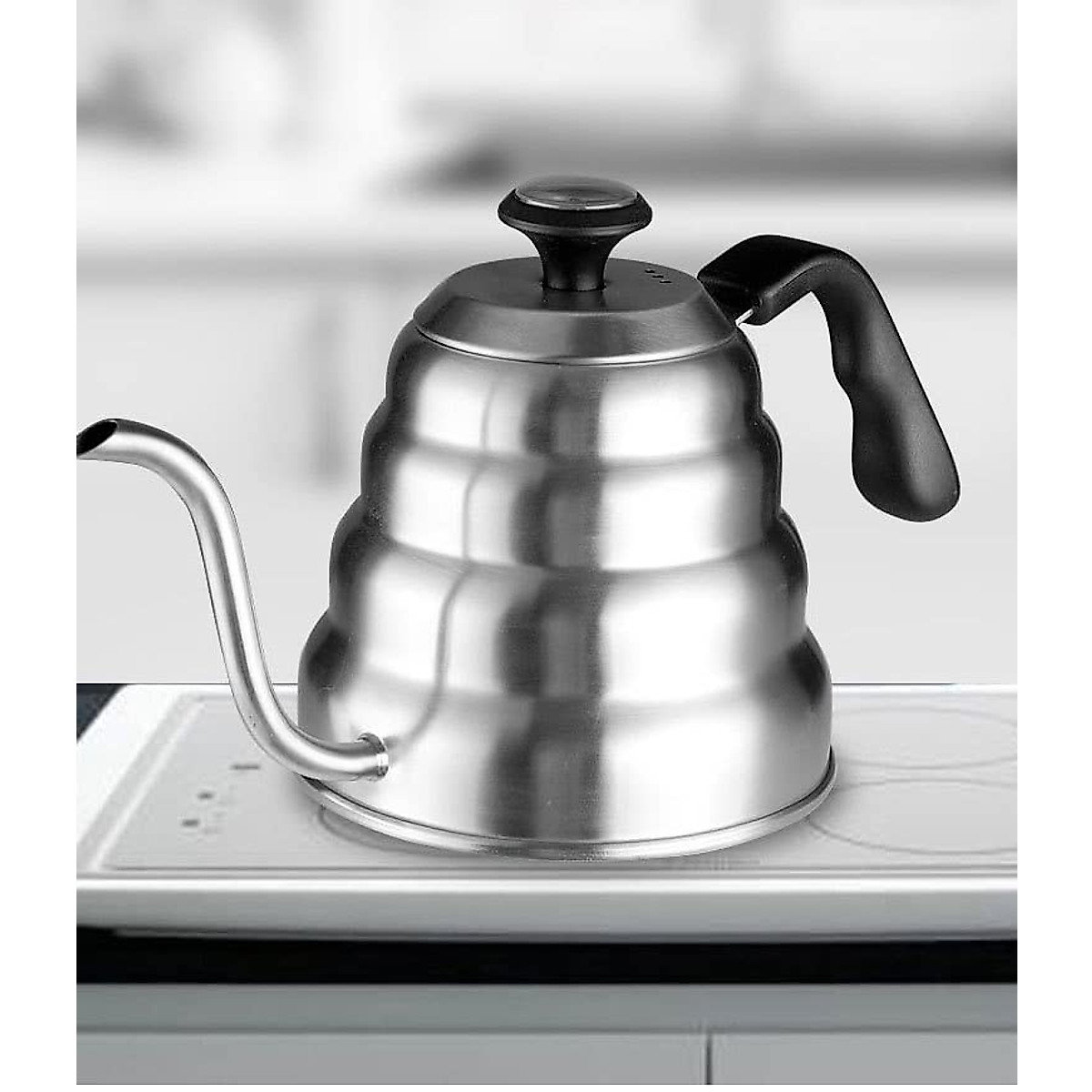 Beeca Pour Over Coffee Kettle with Thermometer, Premium Stainless Steel Gooseneck Kettle for Tea French Press Drip Coffee Slow Brew Pot for All Stovetop and Any Heat Source, 40oz / 1200ml