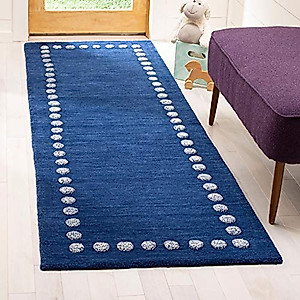 SAFAVIEH Kids Collection 5' x 8' Pink SFK802U Handmade Polka Dot Border Wool Area Rug