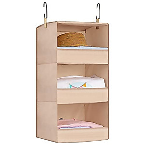DonYeco 3-Shelf Hanging Closet Organizers and Storage, Collapsible Closet Storage Organizer, for RV Wardrobe Camp, Hanging Organizer for Shoes Toys Baby Clothes