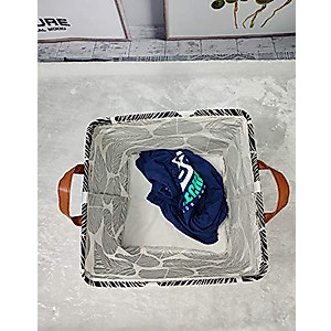 ASKETAM Square Canvas Collapsible Fabric Baby Toy Box Storage Bin Bedroom Decor Closet Kids Laundry Baskets Toy Organizer,Shelf Basket Nursery Storage,Gift Baskets(Black Leaves)