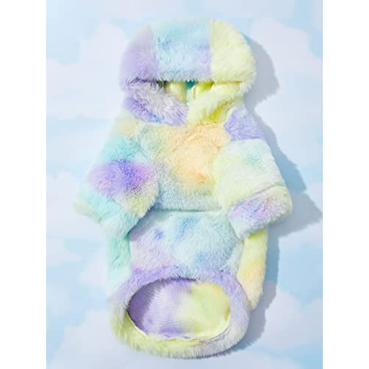 QWINEE Tie Dye Dog Coat,Dog Warm Soft Winter Hoodie,Puppy Sweatshirt Clothes for Cat Small Medium Dog Girl Boy Multi-Colored Medium