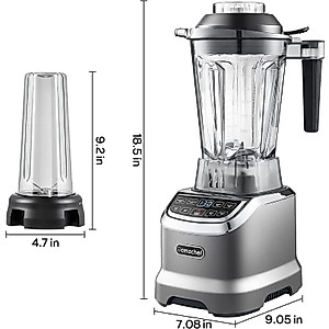 AMZCHEF Smoothie Countertop Blender, 1800 W Professional Blender for Kitchen with 600ml Travel bottle, High-Speed Blender for Shakes, Smoothies, Ice Crushing, Frozen Fruits(Update)