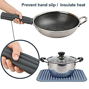 Hotsyang Silicone Trivets, Silicone Trivets for Hot Pots and Pans,Silicone Trivets for Hot Dishes,Trivets Mats,Hot Pads for Kitchen Counter, Silicone Hot Pads of 2 pcs, 9x12 Inch Rectangular (Black)