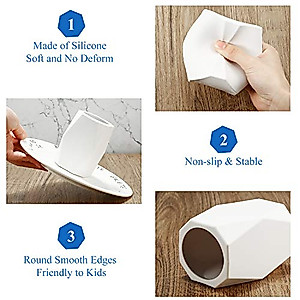 Zonon 2 Pieces Silicone Pencil Holder, Pencil Cups for Desk, silicone Pencil Cups Holder, Geometric Pencil Holder Makeup Brush Holder Creative Design for Office Home (White, Gray)