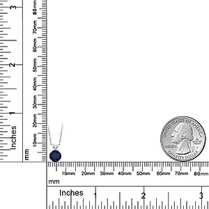 Gem Stone King 925 Sterling Silver 6MM Round Gemstone Birthstone Solitaire Pendant Necklace | 4-Prong Necklace For Women | With 18 Inch Silver Chain