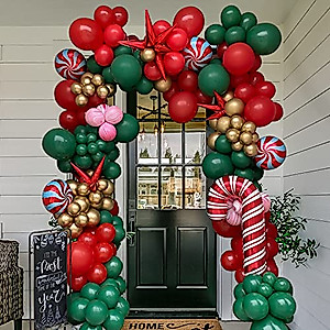 Beliueyes Christmas Balloon Garland Arch Kit 153pcs Doubled Stuffed Red Green Gold Balloons Party Decorations for Xmas Snow Kids Birthday New Year Decor
