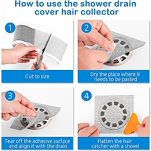 wudianbanCC Cutable Shower Drain Hair Catcher,Disposable Shower Drain Sticker,Drain Hair Catcher, Easy to Stick,Suitable for Bathroom, Bathtub,Kitchen L 393.7''*W3.93 ''