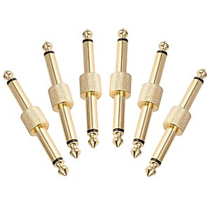 OTraki 6 Pack Guitar Pedal Coupler 1/4 inch Effect Pedal to Pedal Connector Guitar Pedal Connector Gold Plated 6.35mm Male to Male Straight Type Plug for Guitar Pedalboard to Space Saving