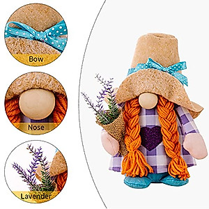 2PCS Purple Lavender Gnomes Plush, Spring Summer Gnomes Decorations for Home, Kitchen Tiered Tray Tomte Decor, Valentine Stuffed Gnomes Gifts for Women, Handmade Ornaments Swedish Home Decorations