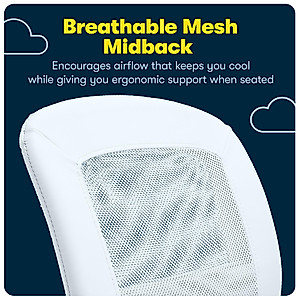 Serta Essentials Computer Chair, Blue Sky Faux Leather and Mesh