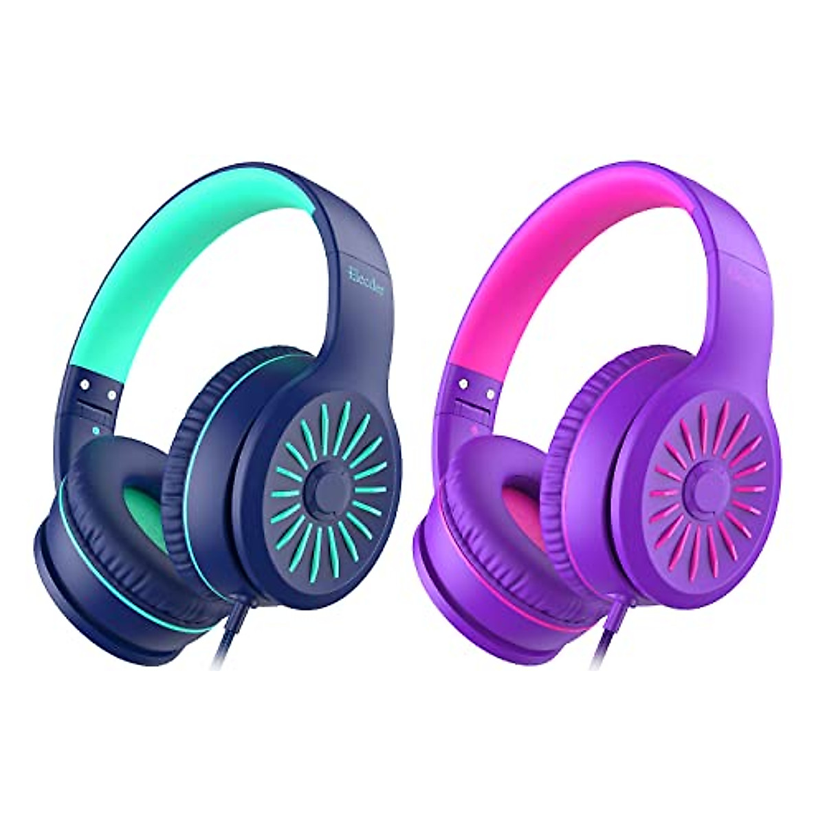 Elecder i45 On-Ear Headphones with Microphone - Foldable Stereo Bass Headphones with No-Tangle 1.5M Cord, 3.5MM Jack, Portable Wired Headphones for School/Kid/Teen/Smartphone/Travel/Tablet Blue/Purple