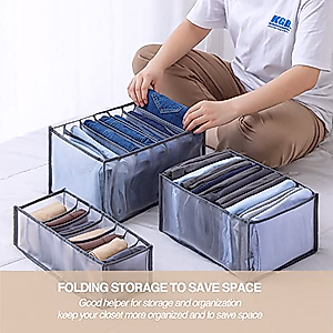 Upgraded Wardrobe Clothes Organizer, Closet Organizers and Storage, Clothes Drawer Organizer with Support Board, Foldable Clothes Storage Organizer for Leggings, Underwear, T-shirts, Jeans, Pants