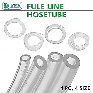 GARDEN SECRETS (4 sizes) Fuel Line Fuel Hose Replacement Fuel Tube for Lawn Mower String Trimmer Chiansaw Blower Generator Power Tools with Small Engine
