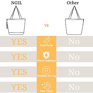 NGIL Medium Top Zipper Closure Canvas Tote Bag with Attached Matching Coin Purse For Moms and Nurses (Baseball White-black)