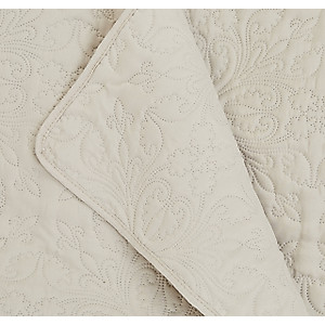 AmazonBasics Oversized Embossed Coverlet, Cream Floral, 220 x 240 cm