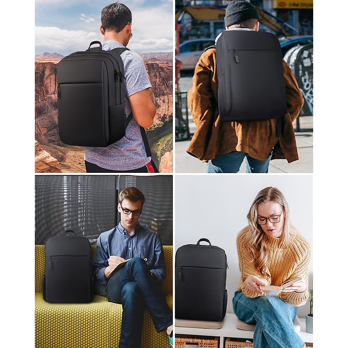 Laptop Backpack 15.6 Inch, Business Durable Lightweight Slim Laptop Tablet Backpack Airline Approved with USB Charging Port, College School Computer Work Bag Bookbag Tech Gifts for Men Women, Black
