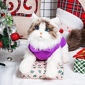 4pcs Dog Vest Sweater Pet Cold Weather Pullover Polar Fleece Winter Puppy Shirt Warm Clothes with Leash Ring for Small Pets Cats Dogs (Blue Purple Red Rose, Large)