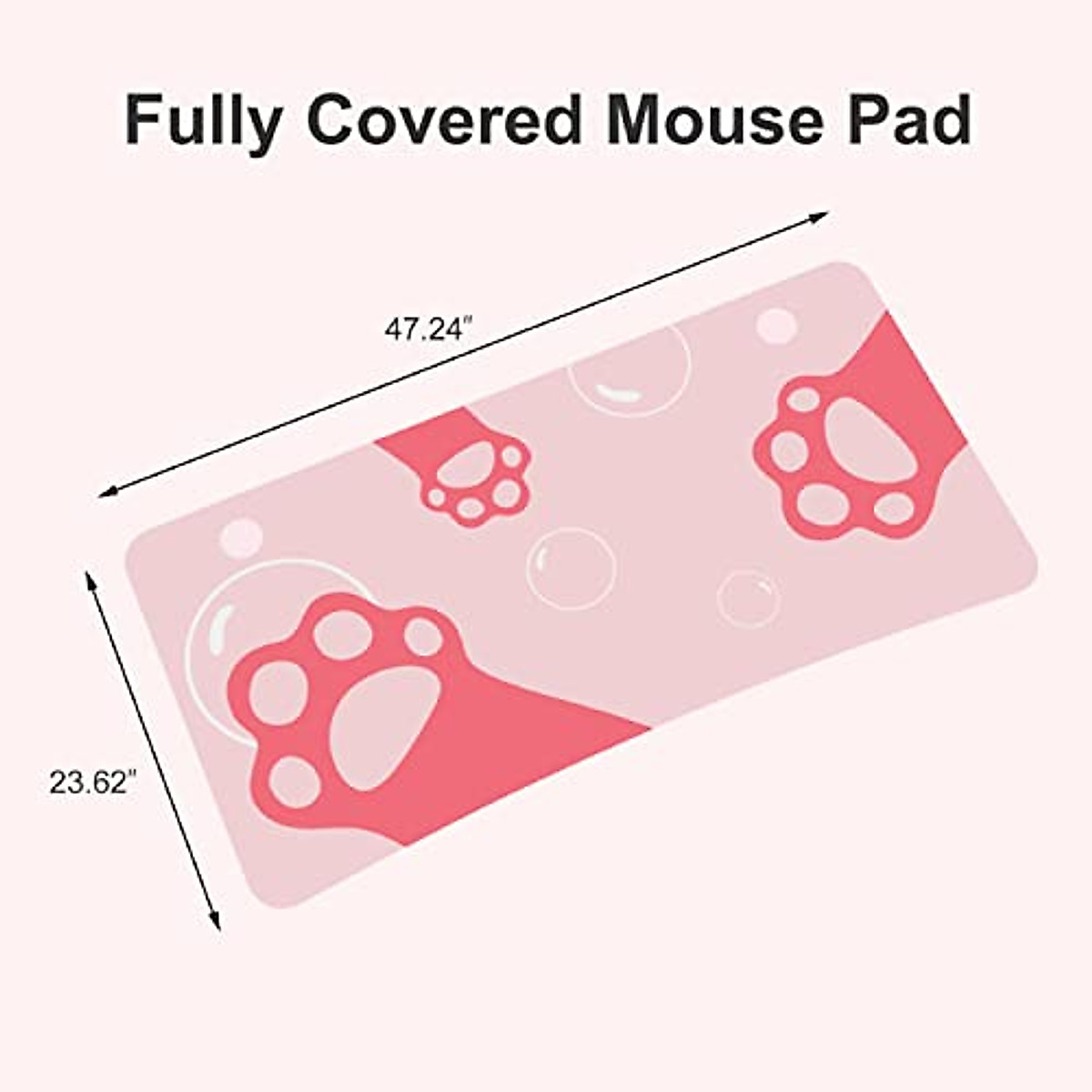 DoubleWin Pink Gaming Desk, 47 inch Gaming Table I Shaped Gaming Computer Desk for Girls, Home Office PC Computer Table Gaming Desk Pink with Cup Holder Headphone Hook and Gaming Handle Rack