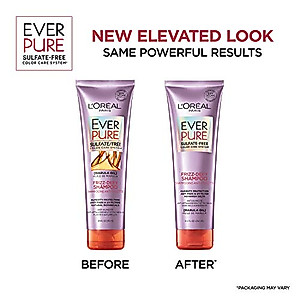 L’Oréal Paris Hair Care EverPure Sulfate Free Frizz Defy Shampoo, with Marula Oil, 2 Count (8.5 Fl; Oz each) (Packaging May Vary)