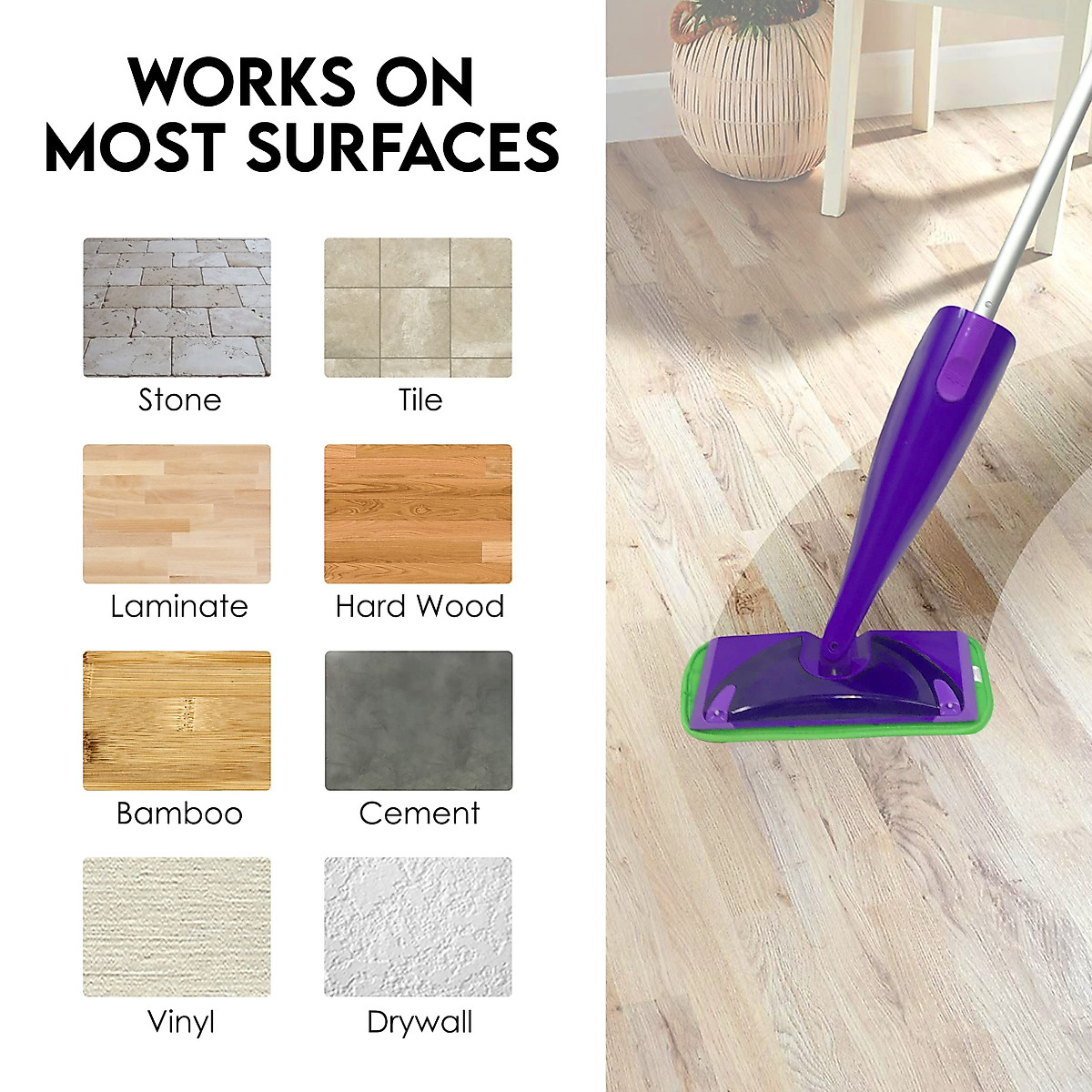 Turbo Mops Reusable Floor Mop Pads - Pack of 2, Machine Washable, 12-inch Microfiber Mop Refills - Compatible with Swiffer Wet Jet - Household Cleaning Tools﻿