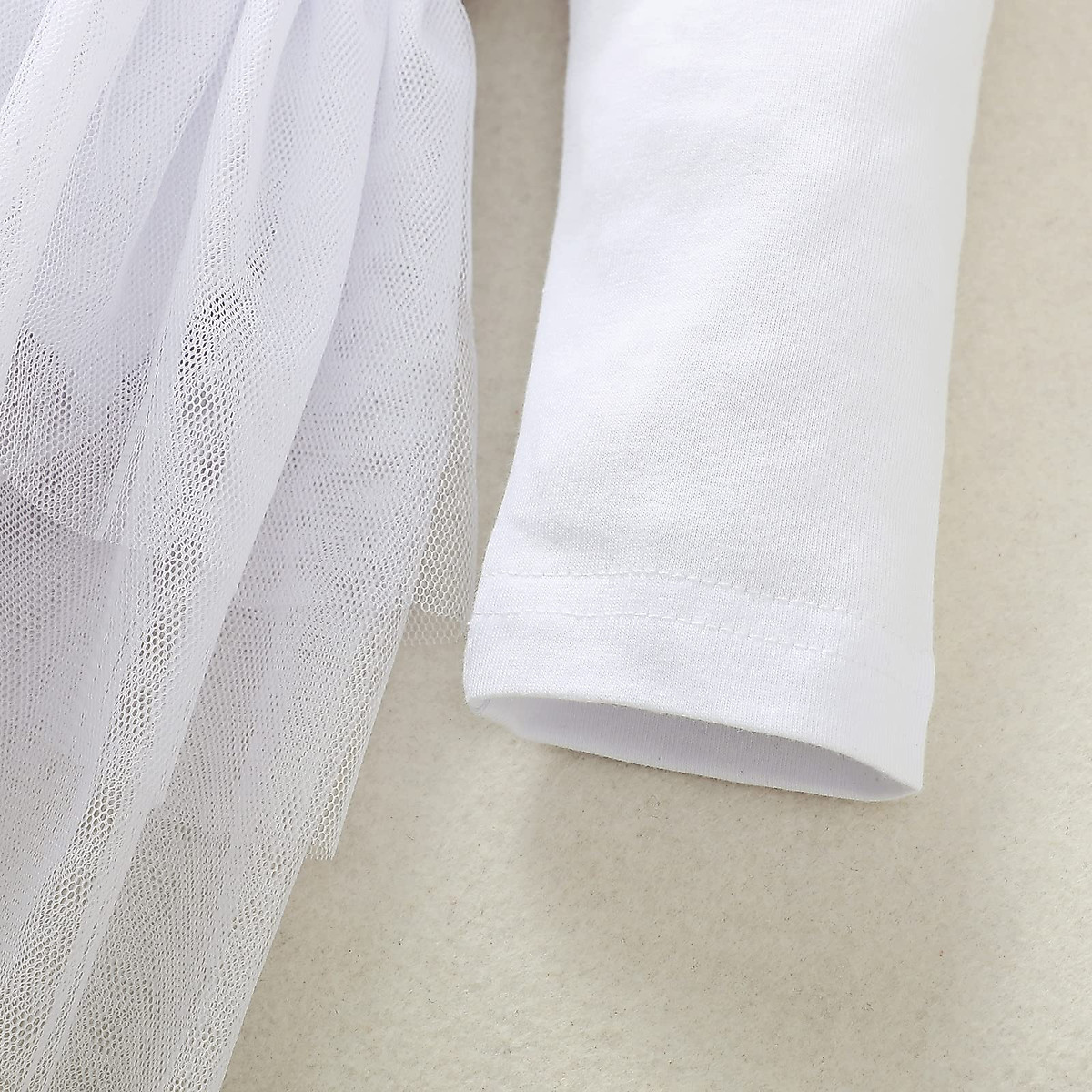 Baby Girl Clothes Infant Ruffle Sleeve Romper Dress Newborn Solid Tutu Skirt Sets Jumpsuit Headband Outfit (032B-White, 9-12 Months)