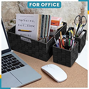 LOVSTORAGE Storage Baskets for Organizing with Lids, 8-Pack Woven Baskets for Shelves Small Bathroom Baskets Organizer Bins Pantry Storage Baskets for Dresser, Bedroom, Closet, Nursery