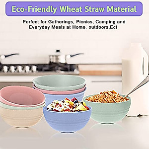 Unbreakable Cereal Bowls 30 OZ, KepRodp Wheat Straw Bowls Reusable, Eco Friendly, Dishwasher & Microwave Safe, BPA Free, Lightweight Bowl for Cereal, Camping, RV, Salad, 4 Pack