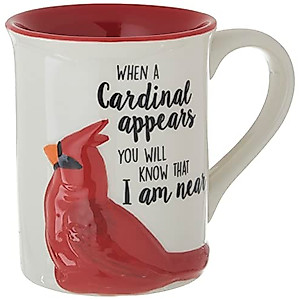 Enesco Our Name is Mud Bereavement Comforting Cardinal Always Near Sculpted Coffee Mug, 1 Count (Pack of 1), Multicolor