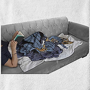 Lunarable Gorilla Throw Blanket, Muscular Build Cartoon Mammal Monkey Playing Saxophone Jazz Musiciannimal, Flannel Fleece Accent Piece Soft Couch Cover for Adults, 50" x 70", Multicolor