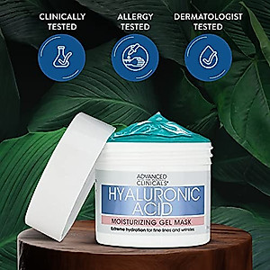 Advanced Clinicals Hyaluronic Acid Gel Facial Mask Skin Care Treatment, Brightening, Hydrating Anti Aging Face Mask & Moisturizer Helps Transform Dry Skin W/Collagen, Chamomile, & Aloe Vera, 5 Fl Oz
