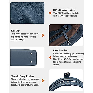 Over Earth Soft Leather Handbags for Women Shoulder Hobo Bag Large Tote Crossbody Bag (O103E Indigo Blue)