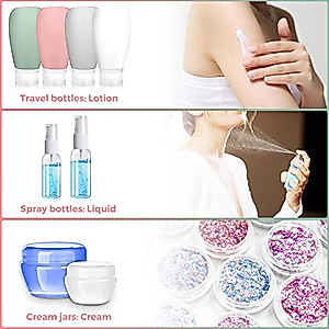 14 Pack Travel Bottles Set for Toiletries ,3oz Leak Proof Travel Size Toiletries,Squeeze Bottles for Shampoo Body Wash Lotion,Travel Accessories Kits for Hotel Gym Travelling Bathroom