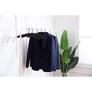 Cocomaya 17 Inch Extra Large Anti Slip Satin Padded Bridal Wedding Dress Hanger No Bumps for Dress Coats, Sweaters Pack of 5 (Black, 5)