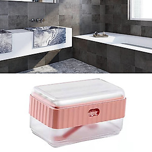 Soap Dish Holder Multifunctional Soap Foaming Box Decorative Soap Case Storage Drainage Tray Dish for Bathroom(Pink)