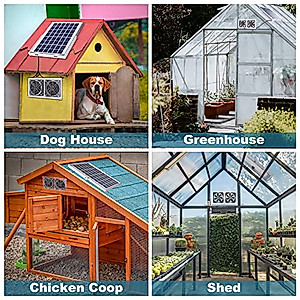 SOLPERK Solar Fan for Shed, 10w Chicken Coop Solar Panel Fan, Solar Greenhouse Fan with 11.8ft/3.6m Cable, Solar Exhaust Fan For Shed, Chicken Coop, Greenhouse, Dog House