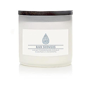 Colonial Candle Rain Showers Aromatherapy Scented Jar Candle, Wellness Collection, 16 oz, White