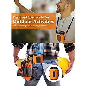 2024 Upgraded Portable Waist Fan 100 Speed 12000rpm Top-Notch Wind 20h Working Time, Personal Belt Fan Clip On Waist Cooling For Shirt,Battery Powered For Outdoor, Working, Camping, Hiking(Orange)
