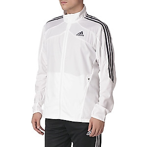 adidas Men's Marathon Jacket 3-Stripes, White/Black, Medium