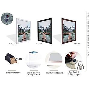 41x41 Black Picture Frames - Ready to Hang Solid Pine Wood Poster Frame - Photo Frame Polished Glass Front Clear Plexiglass Display Photograph - Hanging Hardware Included - Home wall Decor - 41 x 41