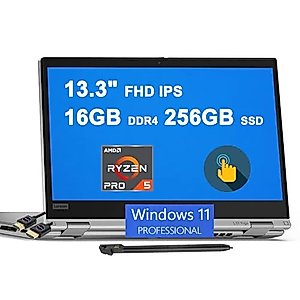 Lenovo ThinkPad L13 Yoga Gen2 2-in-1 Laptop | 13.3" FHD Touch | AMD 6-Core Ryzen 5 PRO 5650U >i7-1165G7 | 16GB DDR4 256GB SSD | Fingerprint USB-C Rapid Charge Pen Win11Pro Silver + HDMI Cable