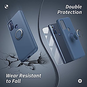 for Motorola Moto G Play 2023 | G Power 2022 | G Pure 2021 Case: with 2 Pack Tempered Screen Protector & Built in 360° Adjustable Ring Kickstand Shockproof Protection Soft TPU Silicone Phone Cover