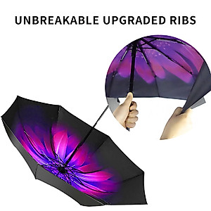 LLanxiry Compact Travel Umbrella,Windproof Waterproof Stick Umbrella Anti-UV Protection Golf Umbrellas(Orchid)