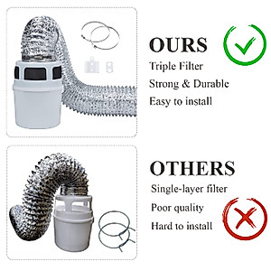 VIWINVELA 3 IN 1 Indoor Dryer Vent Kit Filter Bucket for Electric Dryer with 4-Inch by 8-Feet Proflex Duct (Silver)