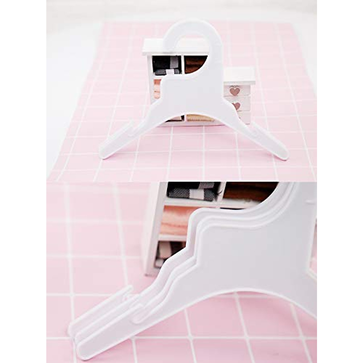 20PCS Pet Clothes Rack Hangers Adorable Durable Functional Plastic Pet Costume Hangers Dogs Cats Small Baby Toddler Clothes Hangers for Home Pets Photo Studio Baby Photo Studio S/L Size (White)