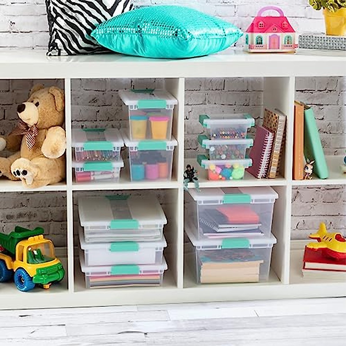 Sterilite Large Clear Plastic Stackable Storage Container Bin Box Tote with Clear Latching Lid Organizing Solution for Home & Classroom, 30 Pack