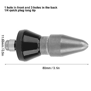 Rankomu Sewer Jetter Nozzle, Pipe Dredging Nozzle 1/4in Drain Outlet Cleaning Quick High-Pressure Cleaner Nozzles for Pipeline (big pointy)
